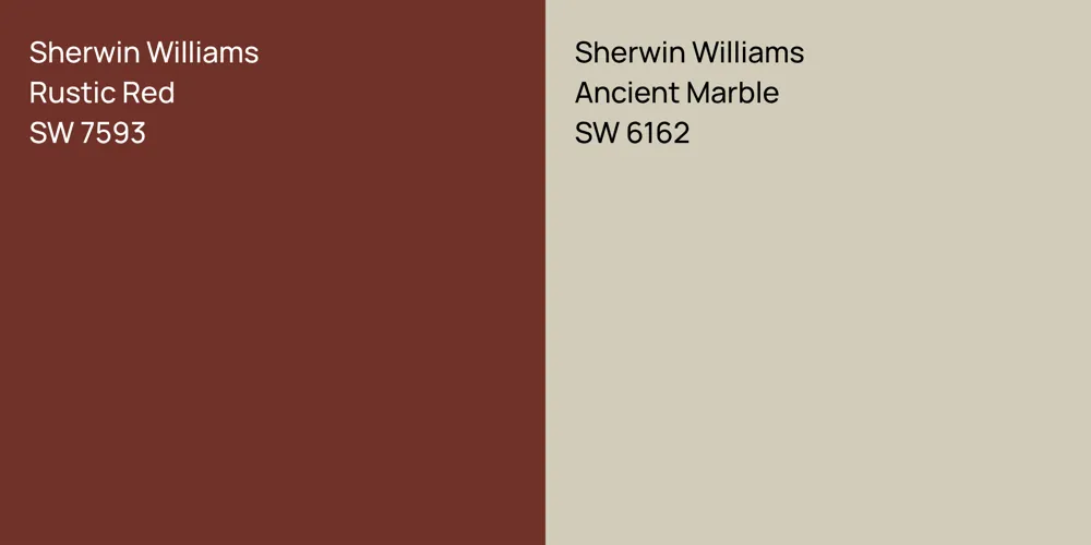Sherwin Williams Rustic Red vs. Sherwin Williams Ancient Marble comparison