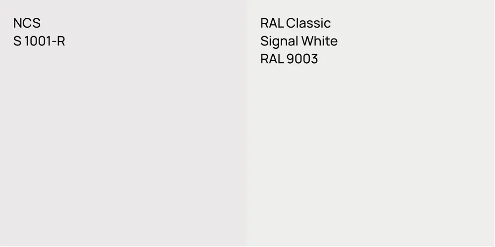 NCS S 1001-R vs. RAL Classic Signal White comparison