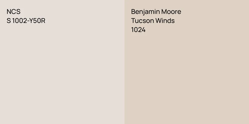 NCS S 1002-Y50R vs. Benjamin Moore Tucson Winds comparison
