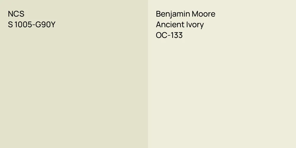 NCS S 1005-G90Y vs. Benjamin Moore Ancient Ivory comparison