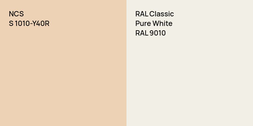 NCS S 1010-Y40R vs. RAL Classic Pure White comparison