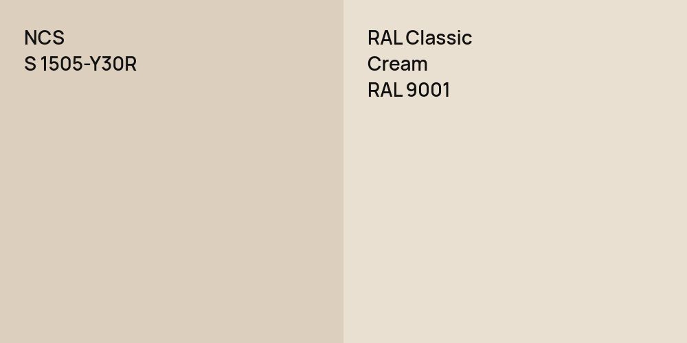 NCS S 1505-Y30R vs. RAL Classic Cream comparison