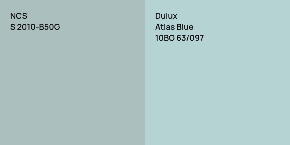 NCS S 2010-B50G vs. Dulux Atlas Blue comparison