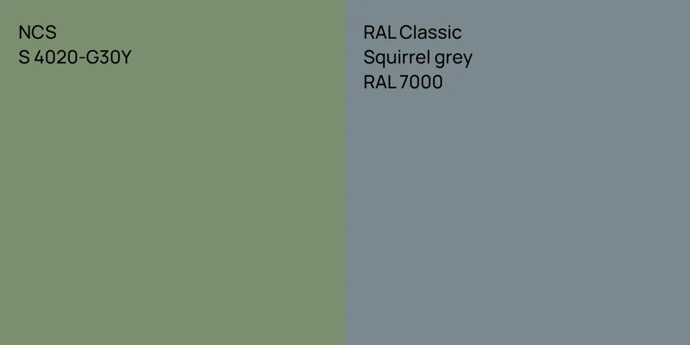 NCS S 4020-G30Y vs. RAL Classic Squirrel grey comparison
