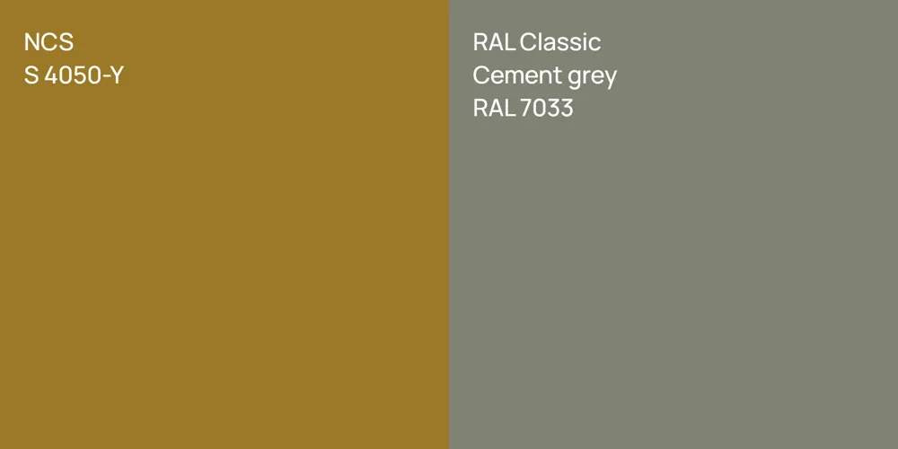 NCS S 4050-Y vs. RAL Classic Cement grey comparison