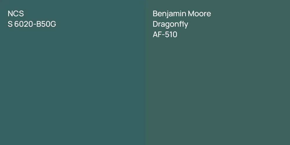 NCS S 6020-B50G vs. Benjamin Moore Dragonfly comparison
