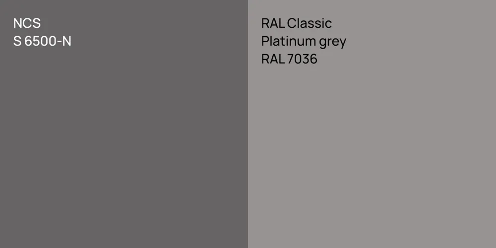 NCS S 6500-N vs. RAL Classic Platinum grey comparison