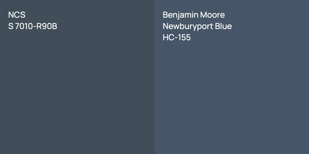 NCS S 7010-R90B vs. Benjamin Moore Newburyport Blue comparison