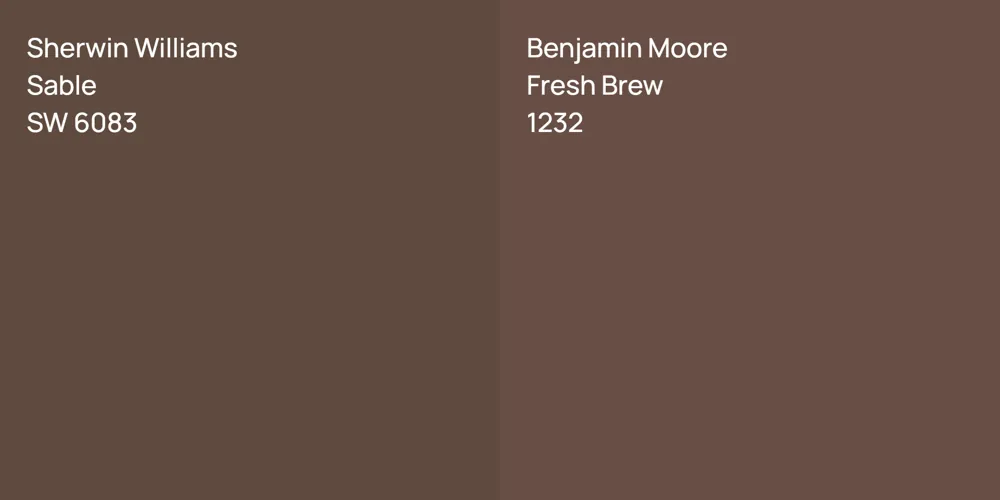 Sherwin Williams Sable vs. Benjamin Moore Fresh Brew comparison