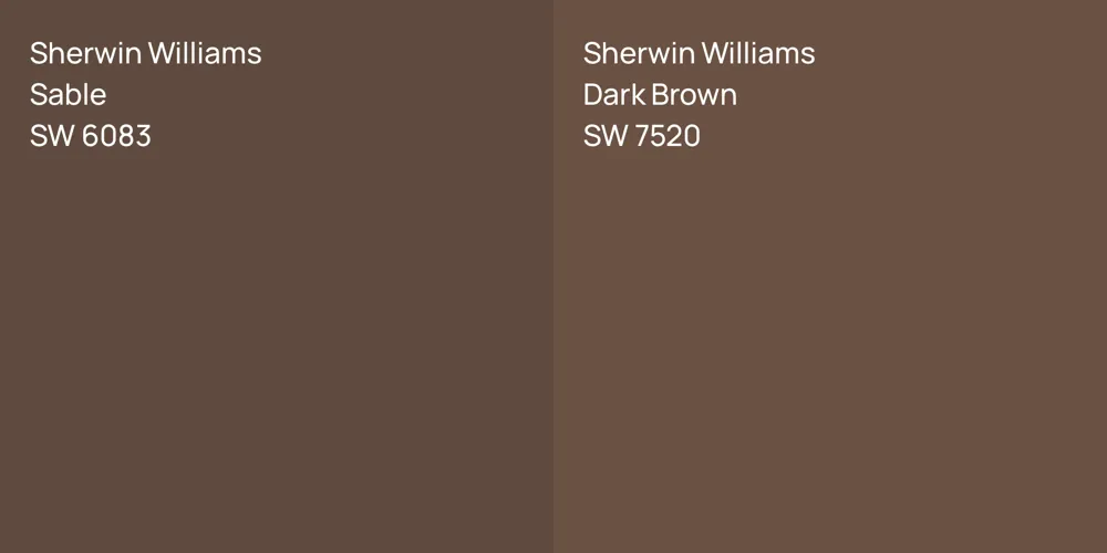 Sherwin Williams Sable vs. Sherwin Williams Dark Brown comparison