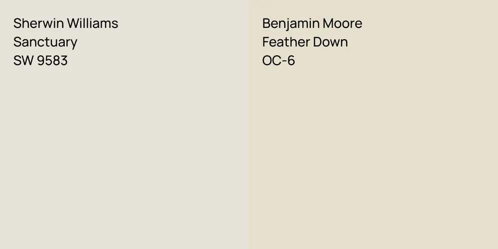 Sherwin Williams Sanctuary vs. Benjamin Moore Feather Down comparison
