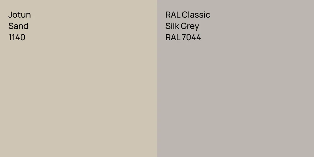 Jotun Sand vs. RAL Classic Silk Grey comparison