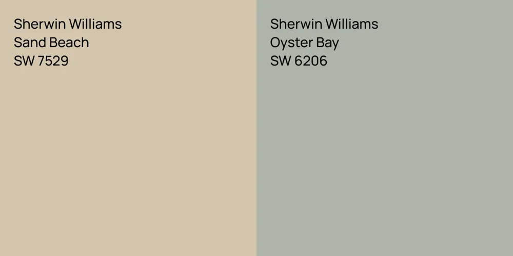 Sherwin Williams Sand Beach vs. Sherwin Williams Oyster Bay comparison