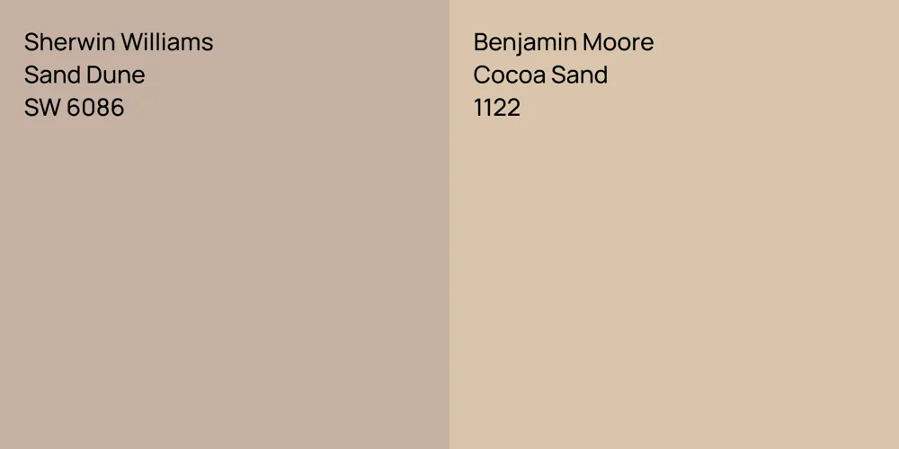 Sherwin Williams Sand Dune vs. Benjamin Moore Cocoa Sand comparison