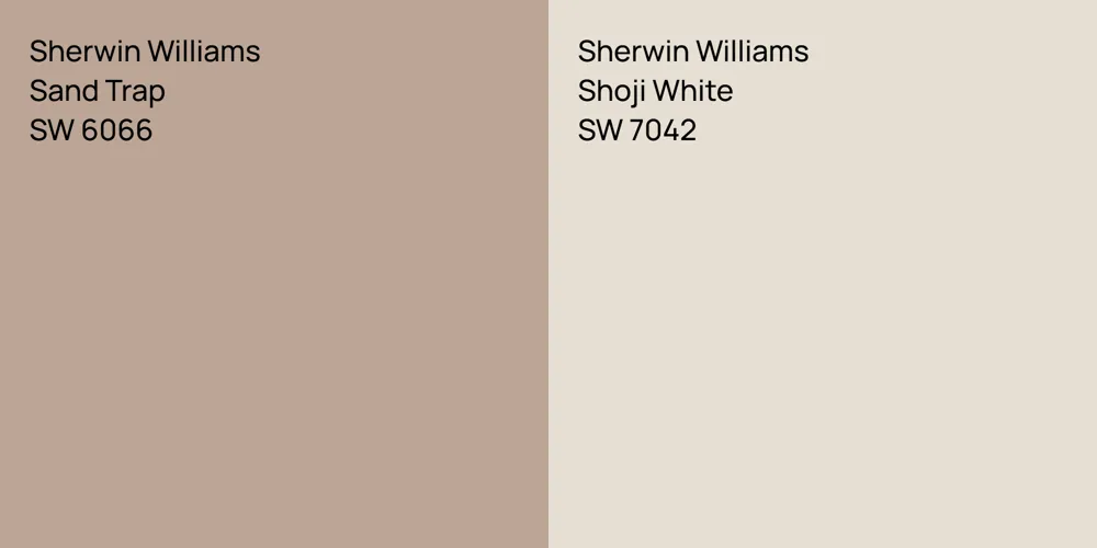 Sherwin Williams Sand Trap vs. Sherwin Williams Shoji White comparison