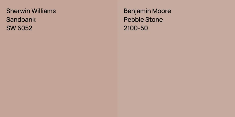 Sherwin Williams Sandbank vs. Benjamin Moore Pebble Stone comparison