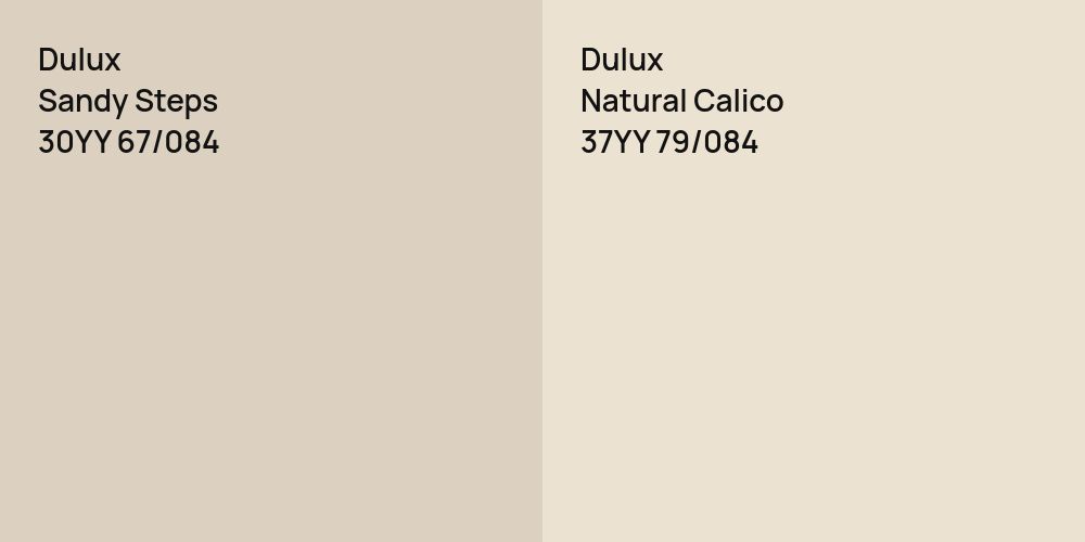Dulux Sandy Steps vs. Dulux Natural Calico comparison