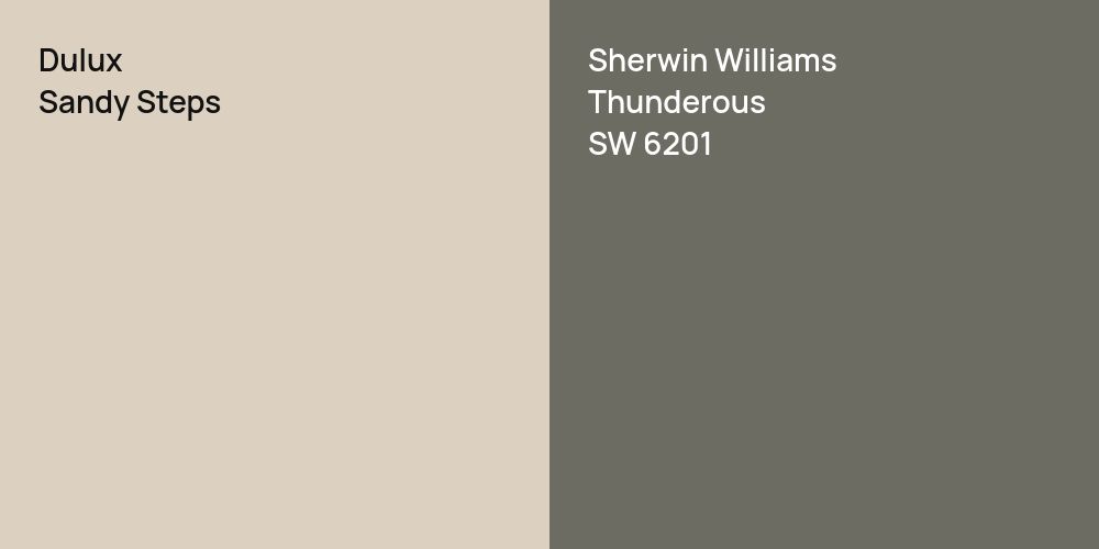 Dulux Sandy Steps vs. Sherwin Williams Thunderous comparison