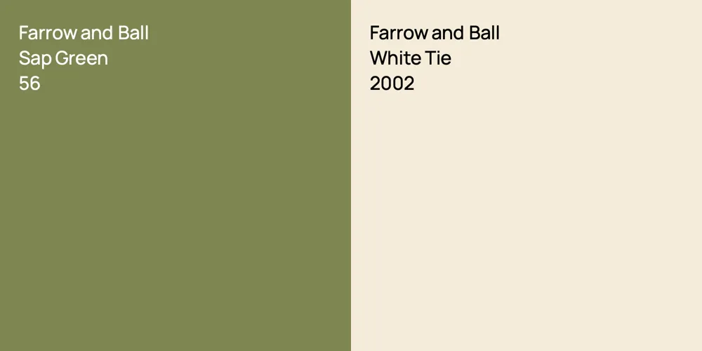 Farrow and Ball Sap Green vs. Farrow and Ball White Tie comparison