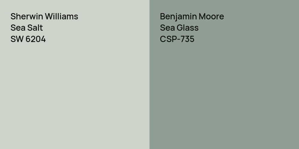 Sherwin Williams Sea Salt vs. Benjamin Moore Sea Glass comparison