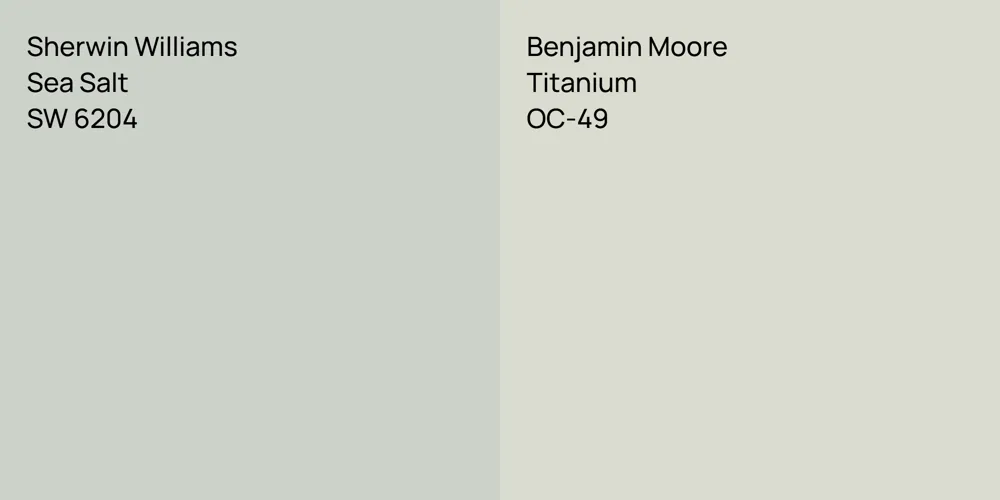Sherwin Williams Sea Salt vs. Benjamin Moore Titanium comparison
