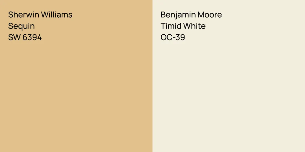 Sherwin Williams Sequin vs. Benjamin Moore Timid White comparison