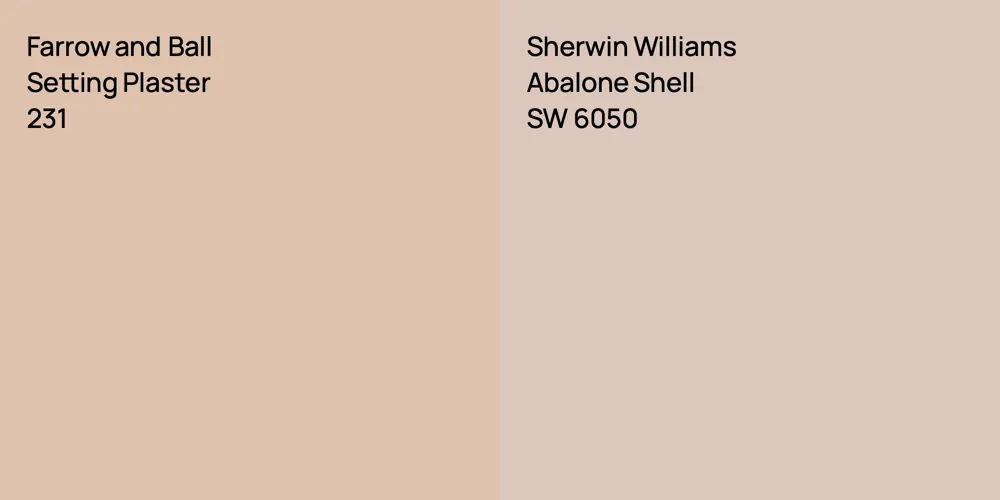 Farrow and Ball Setting Plaster vs. Sherwin Williams Abalone Shell comparison