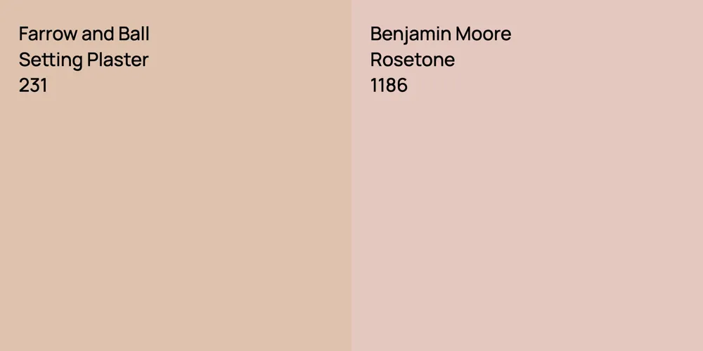 Farrow and Ball Setting Plaster vs. Benjamin Moore Rosetone comparison