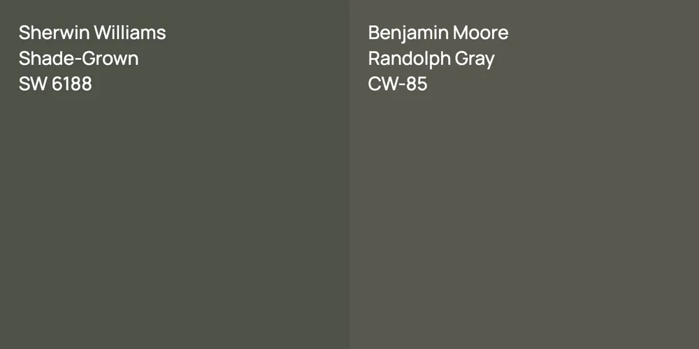 Sherwin Williams Shade-Grown vs. Benjamin Moore Randolph Gray comparison
