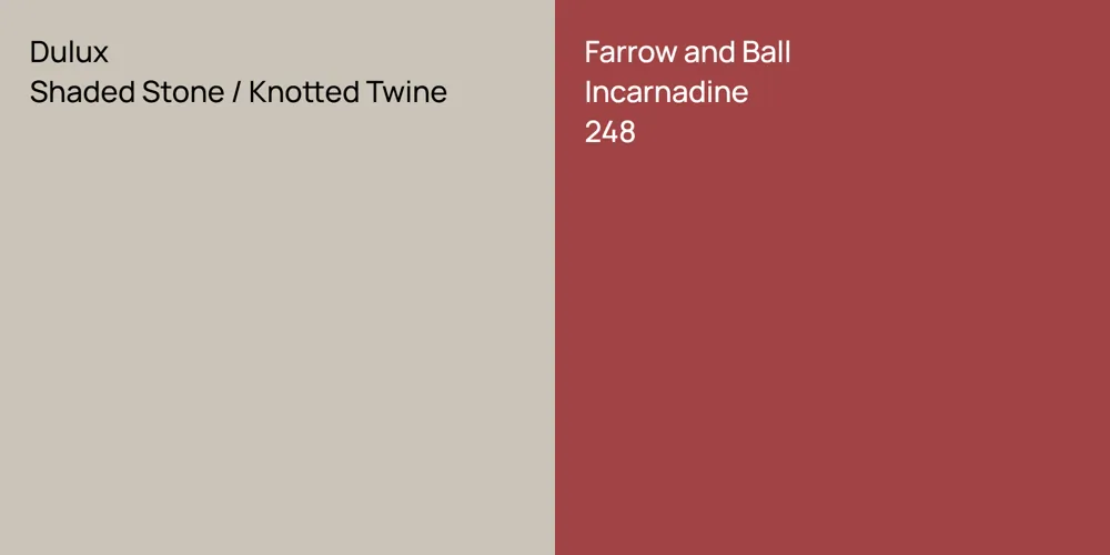 Dulux Shaded Stone vs. Farrow and Ball Incarnadine comparison