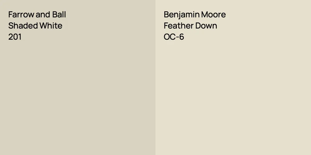 Farrow and Ball Shaded White vs. Benjamin Moore Feather Down comparison
