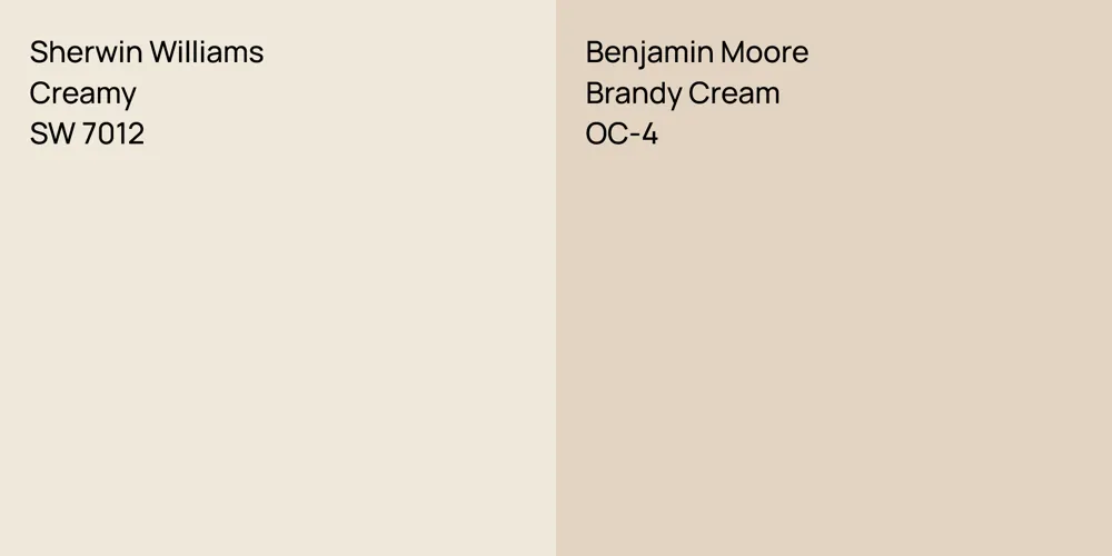 Sherwin Williams Creamy vs. Benjamin Moore Brandy Cream comparison
