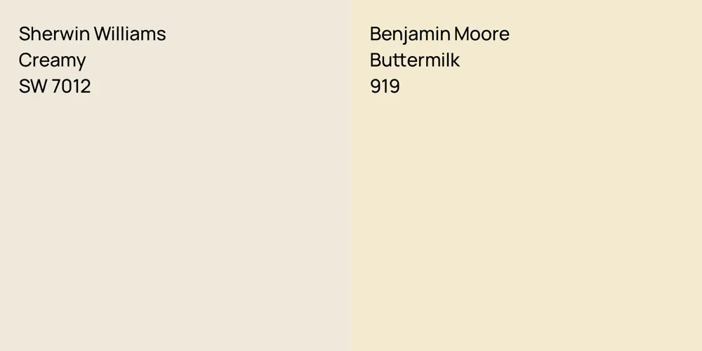 Sherwin Williams Creamy vs. Benjamin Moore Buttermilk comparison
