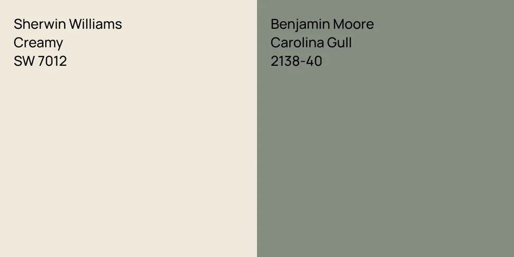 Sherwin Williams Creamy vs. Benjamin Moore Carolina Gull comparison