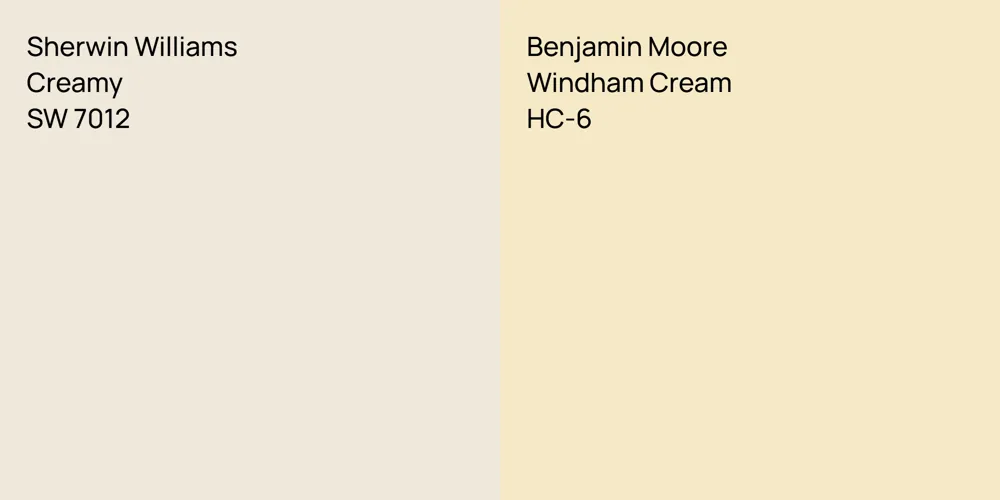 Sherwin Williams Creamy vs. Benjamin Moore Windham Cream comparison