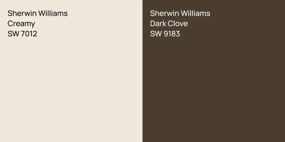 Sherwin Williams Creamy vs. Sherwin Williams Dark Clove comparison