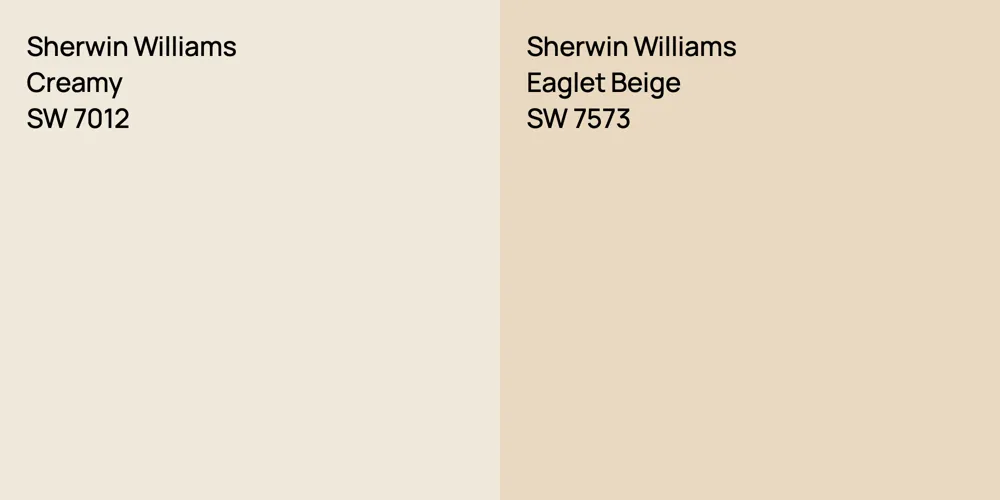 Sherwin Williams Creamy vs. Sherwin Williams Eaglet Beige comparison