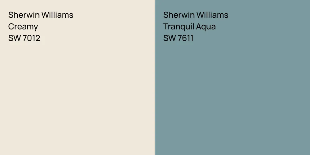 Sherwin Williams Creamy vs. Sherwin Williams Tranquil Aqua comparison