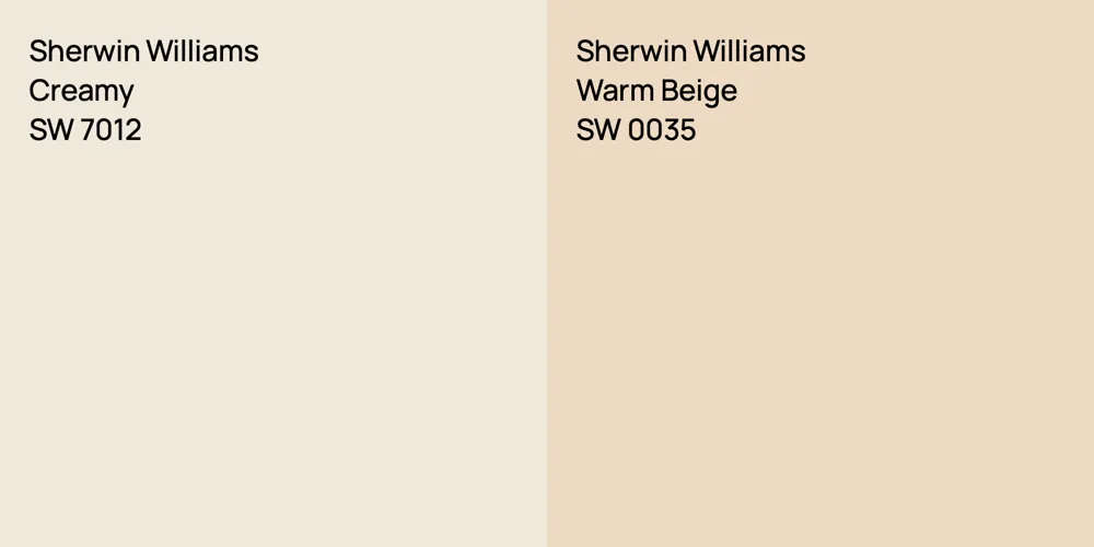 Sherwin Williams Creamy vs. Sherwin Williams Warm Beige comparison