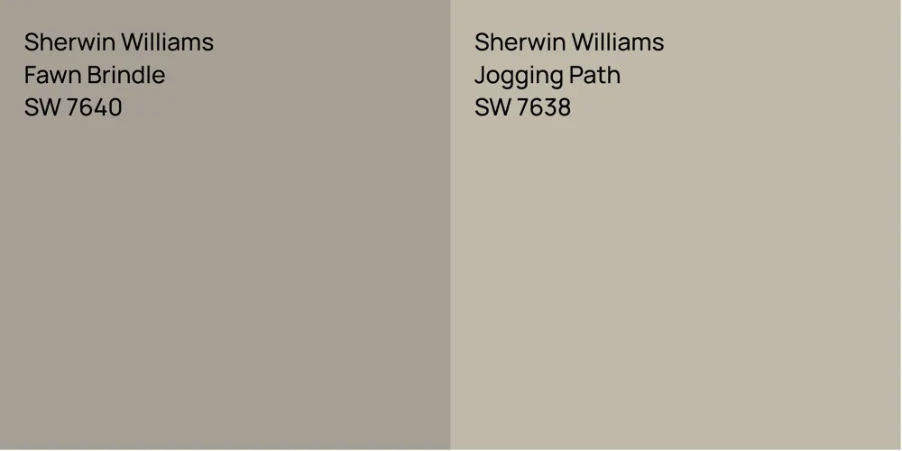 Sherwin Williams Fawn Brindle vs. Sherwin Williams Jogging Path comparison