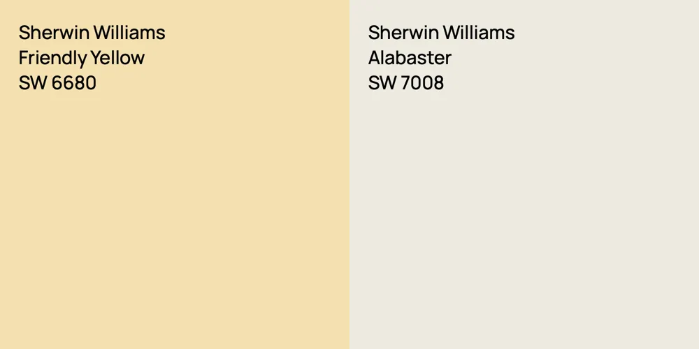 Sherwin Williams Friendly Yellow vs. Sherwin Williams Alabaster comparison