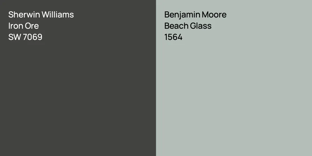 Sherwin Williams Iron Ore vs. Benjamin Moore Beach Glass comparison