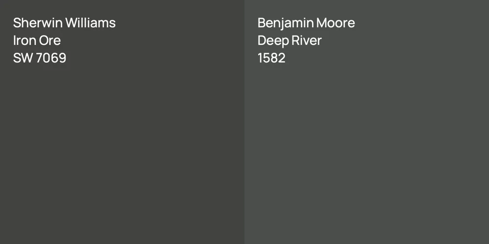 Sherwin Williams Iron Ore vs. Benjamin Moore Deep River comparison