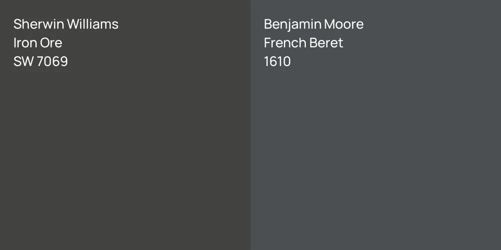 Sherwin Williams Iron Ore vs. Benjamin Moore French Beret comparison