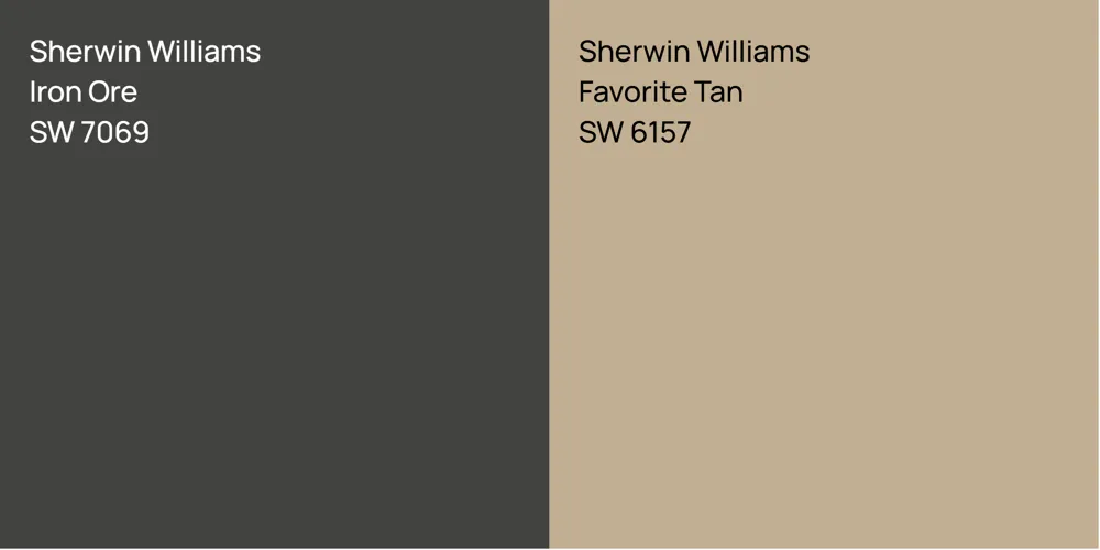 Sherwin Williams Iron Ore vs. Sherwin Williams Favorite Tan comparison