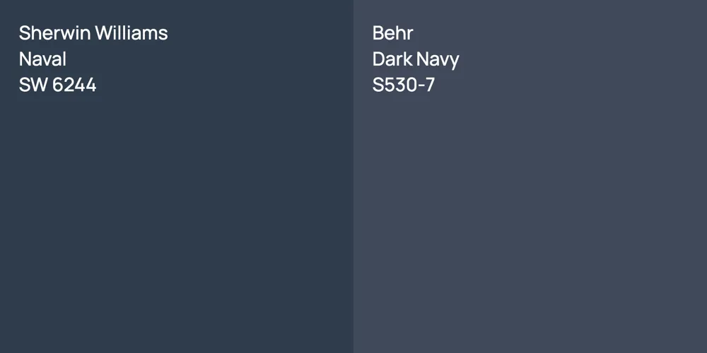 Sherwin Williams Naval vs. Behr Dark Navy comparison
