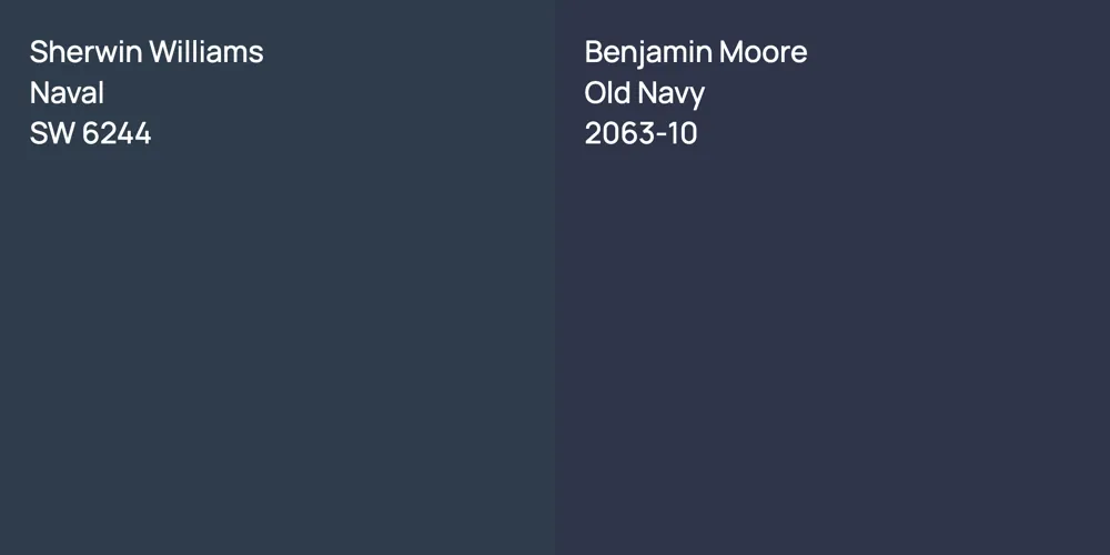 Sherwin Williams Naval vs. Benjamin Moore Old Navy comparison