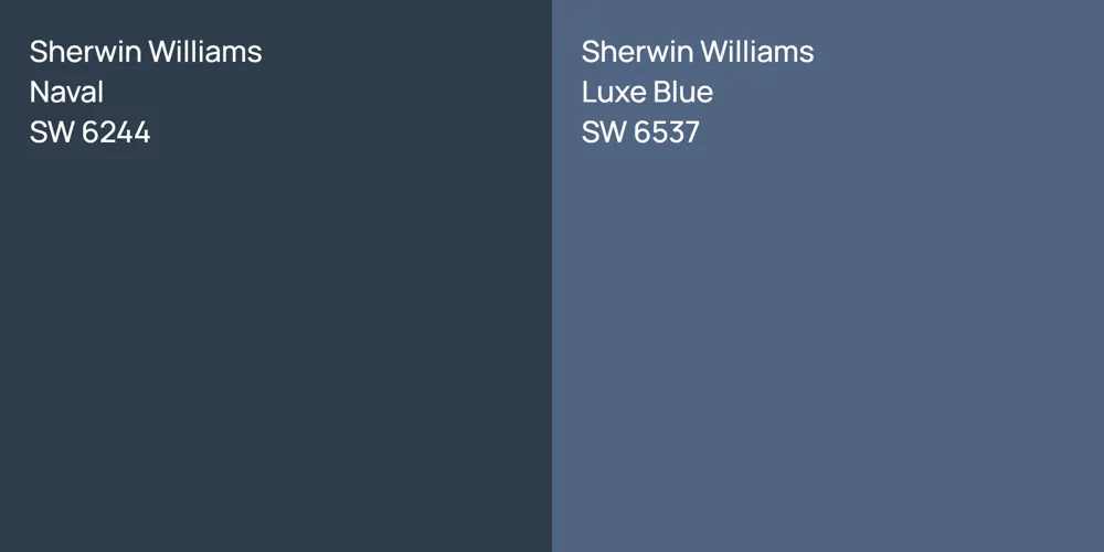 Sherwin Williams Naval vs. Sherwin Williams Luxe Blue comparison