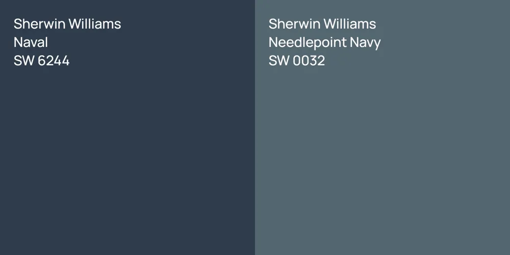 Sherwin Williams Naval vs. Sherwin Williams Needlepoint Navy comparison