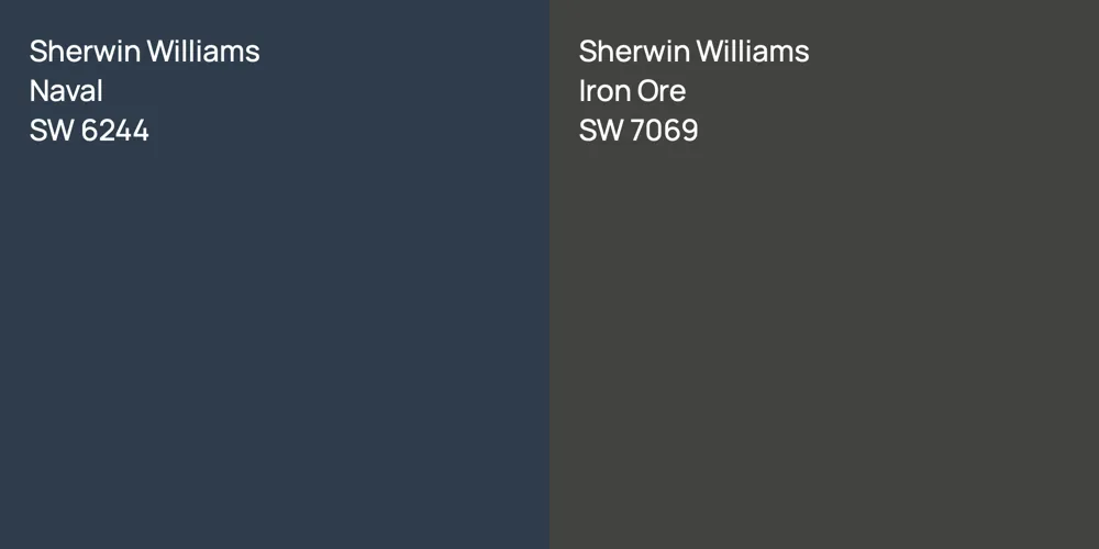 Sherwin Williams Naval vs. Sherwin Williams Iron Ore comparison